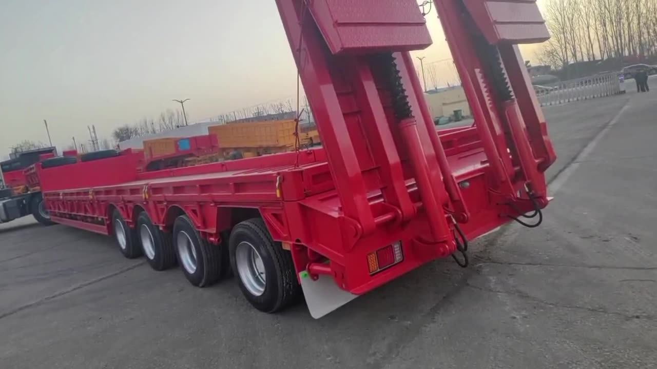 2 Axle 5 Axle 4 Axle Lowbed Semi Ramp Trailer 70 Tons Capacity Lowbed ...