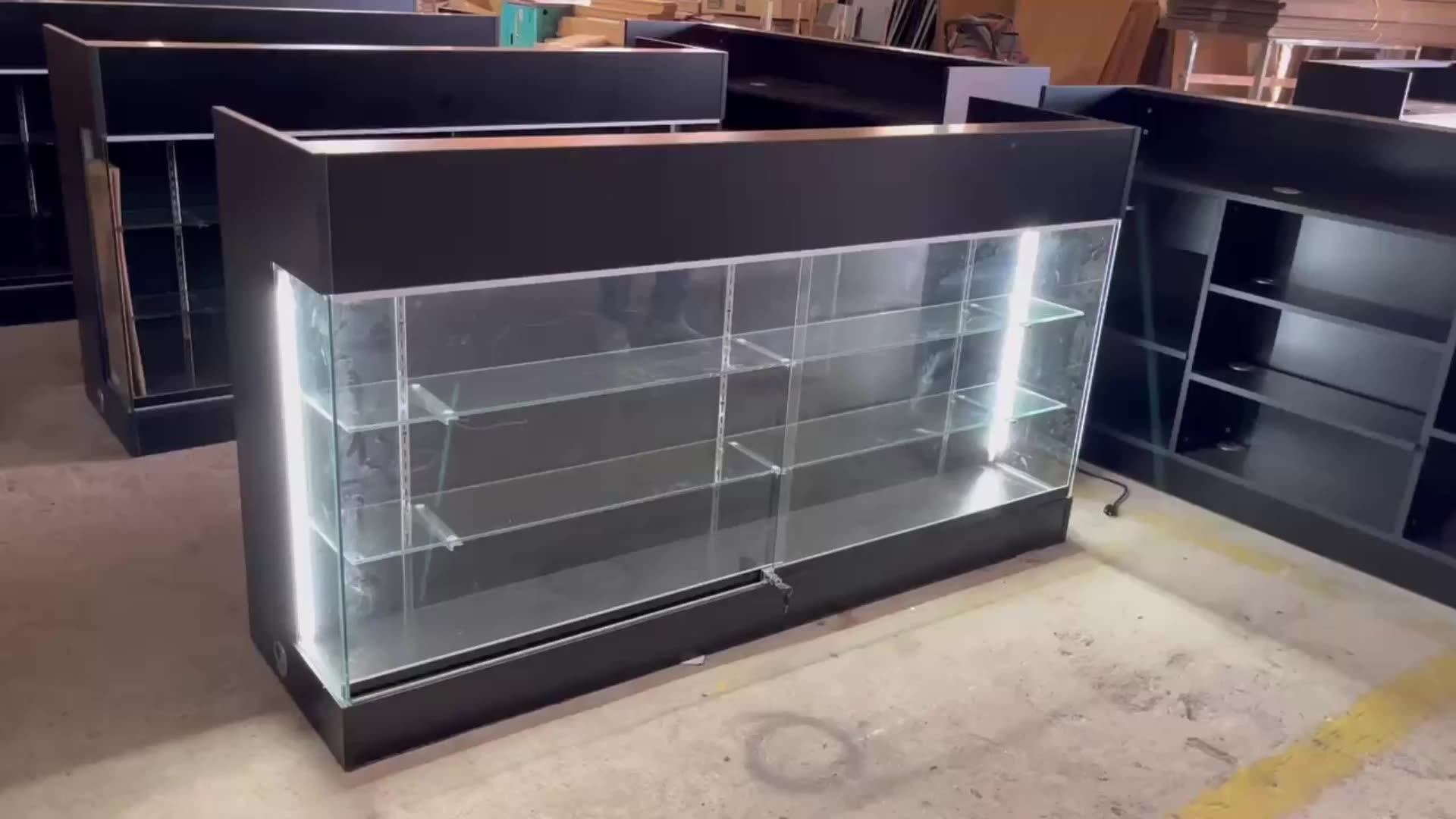 Wholesale Retail Store Vitrine Display Cashier Counter Wooden Glass ...