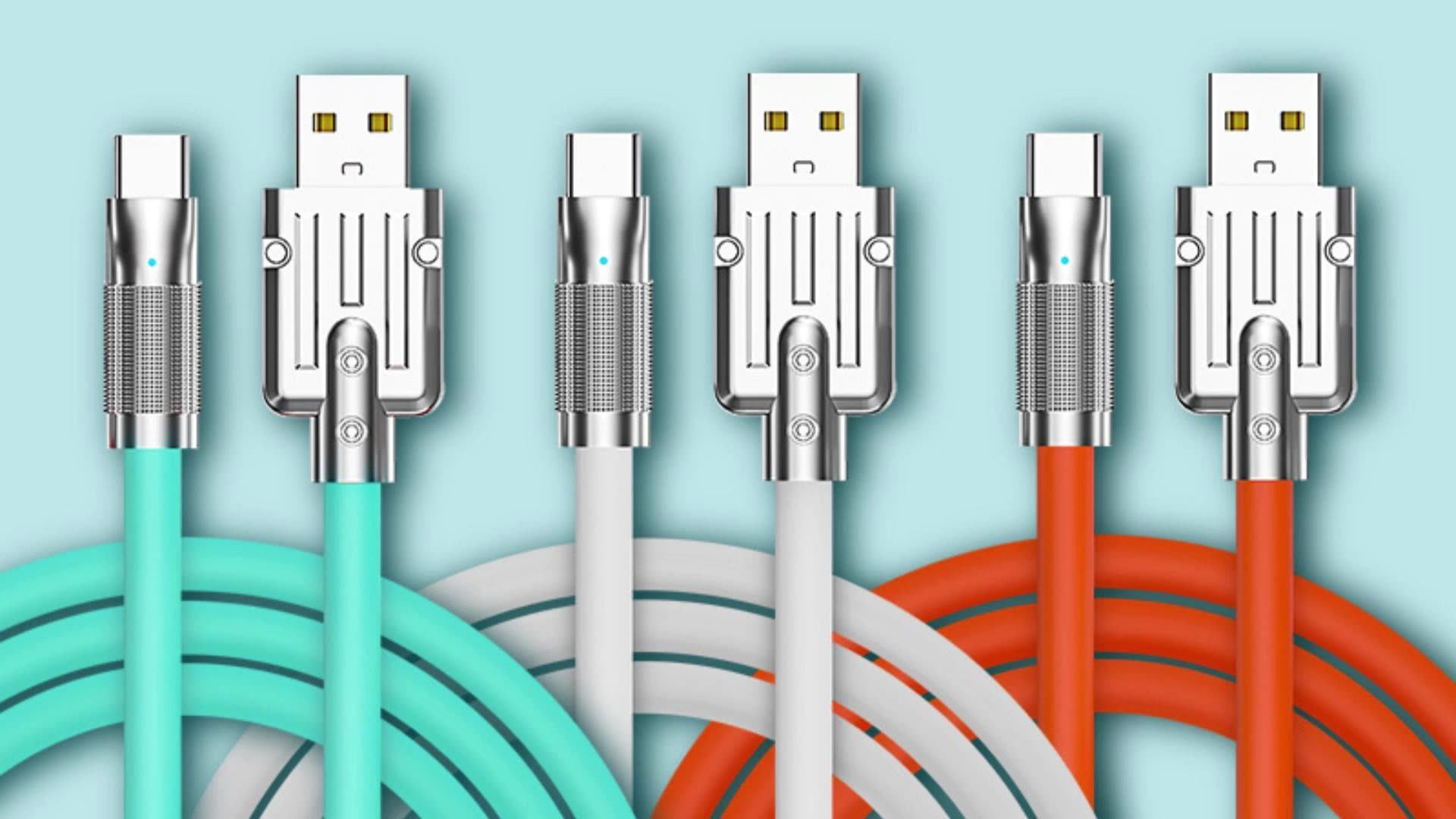 120w 6a Super Fast Type C Fast Charging Cord Zinc Alloy Liquid Silicone ...