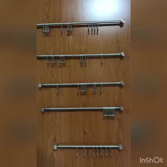 12 Removable Sliding Hooks Sus304 Stainless Steel Kitchen Wall Mounted ...