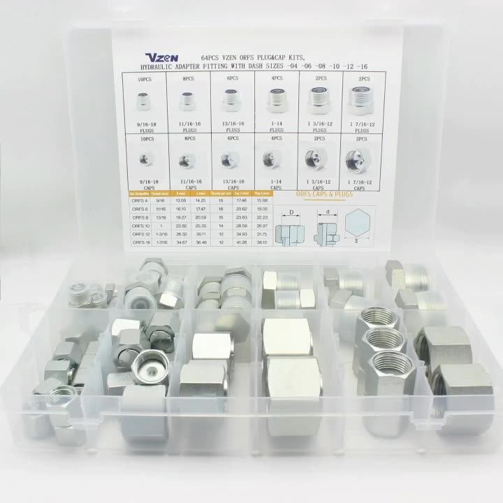 64pcs Vzen Orfs Plug&cap Kits,Hydraulic Adapter Fitting With Dash Sizes ...
