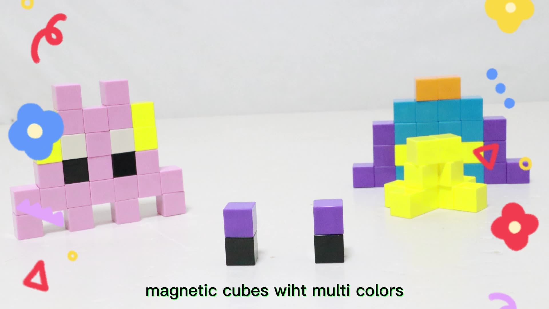 Kids Preschool Educational Diy Stem 40pcs Black White Magnetic Cube ...