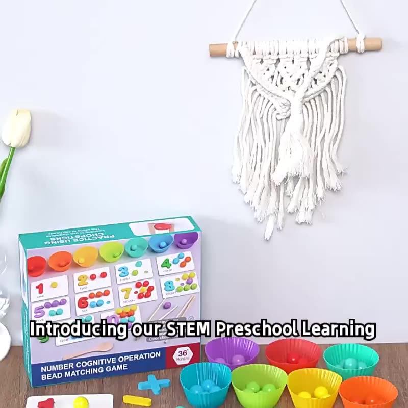 Stem Preschool Learning Toy Number Cognitive Operation Clip Bead ...