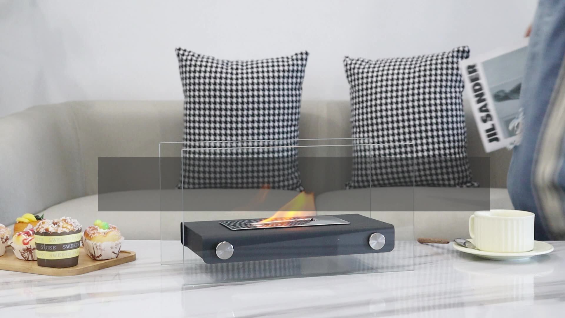 Tabletop Rectangle Ethanol Fireplace Outdoor Detachable Portable Metal ...