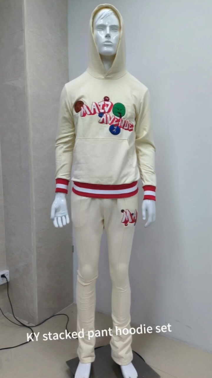 Ky New Design Embroidery Stacked Men Flare Sweatsuits Flared Tracksuit ...