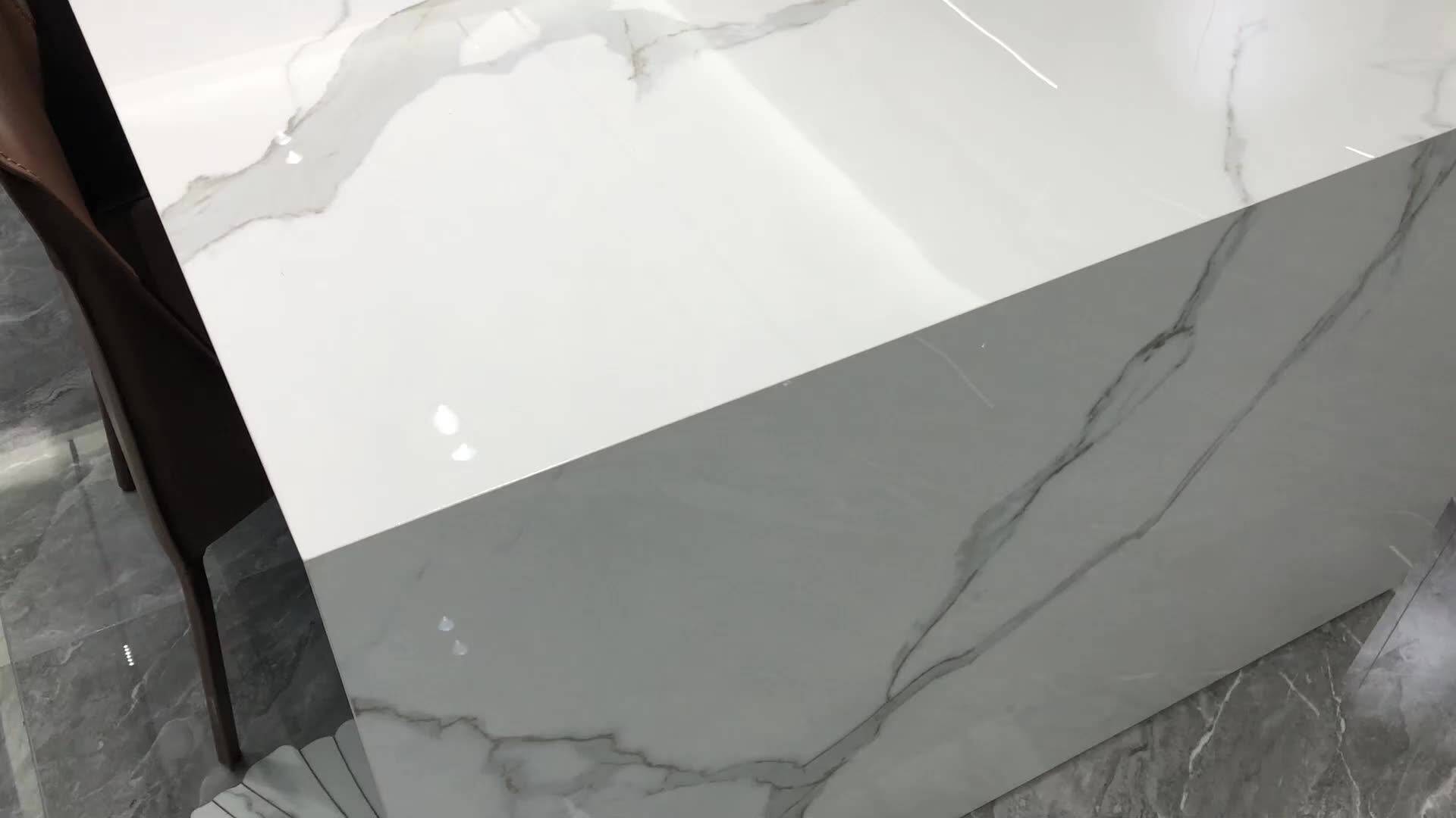 3200x1600 Calacatta White Polished Surface Bookmarked Artificial Quartz ...