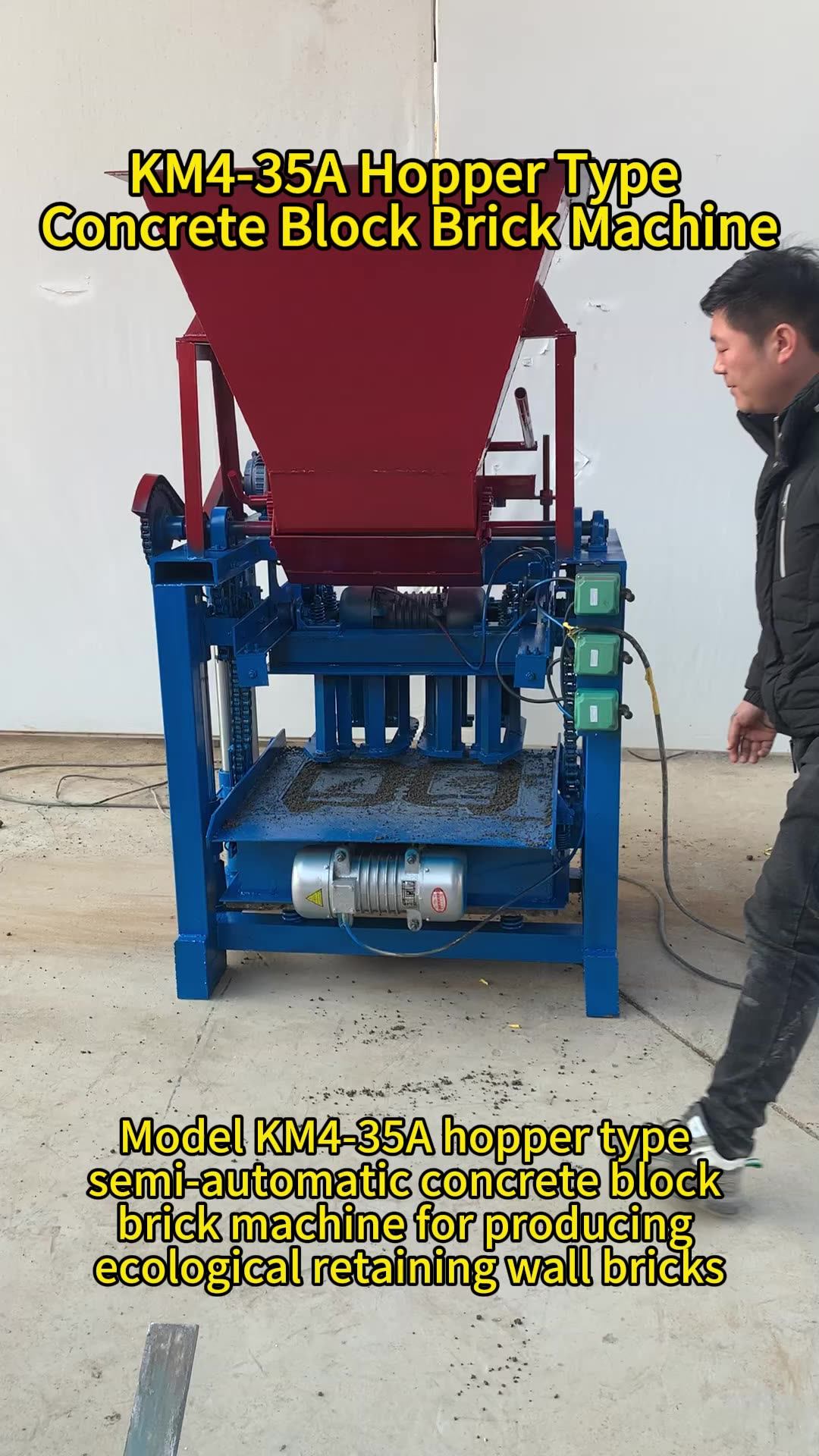 4-35a Semi-automatic Hopper Cement Brick Making Machinery,Produce ...
