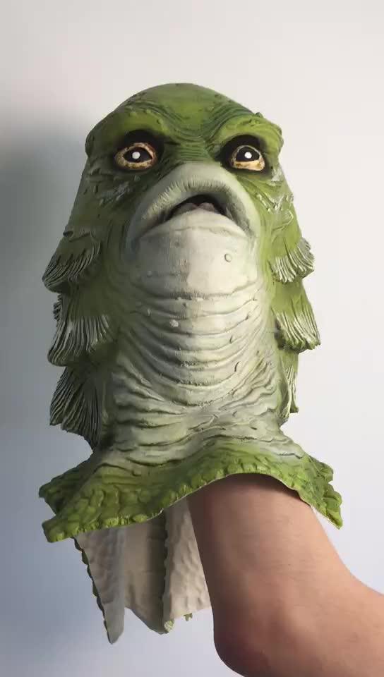 Eco-friendly Horror Weird Fish Monster Rubber Fish Head Mask Halloween ...