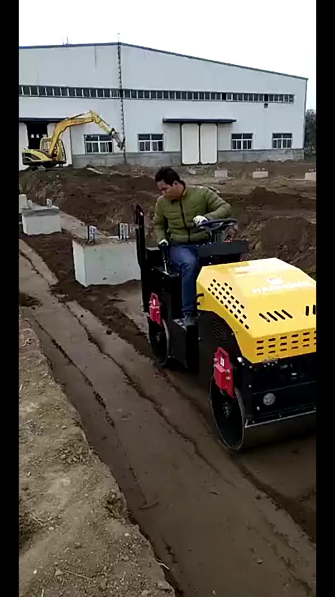 Heavy Duty Driving Double Drum Pavement Ground Compactor Soil Garden ...