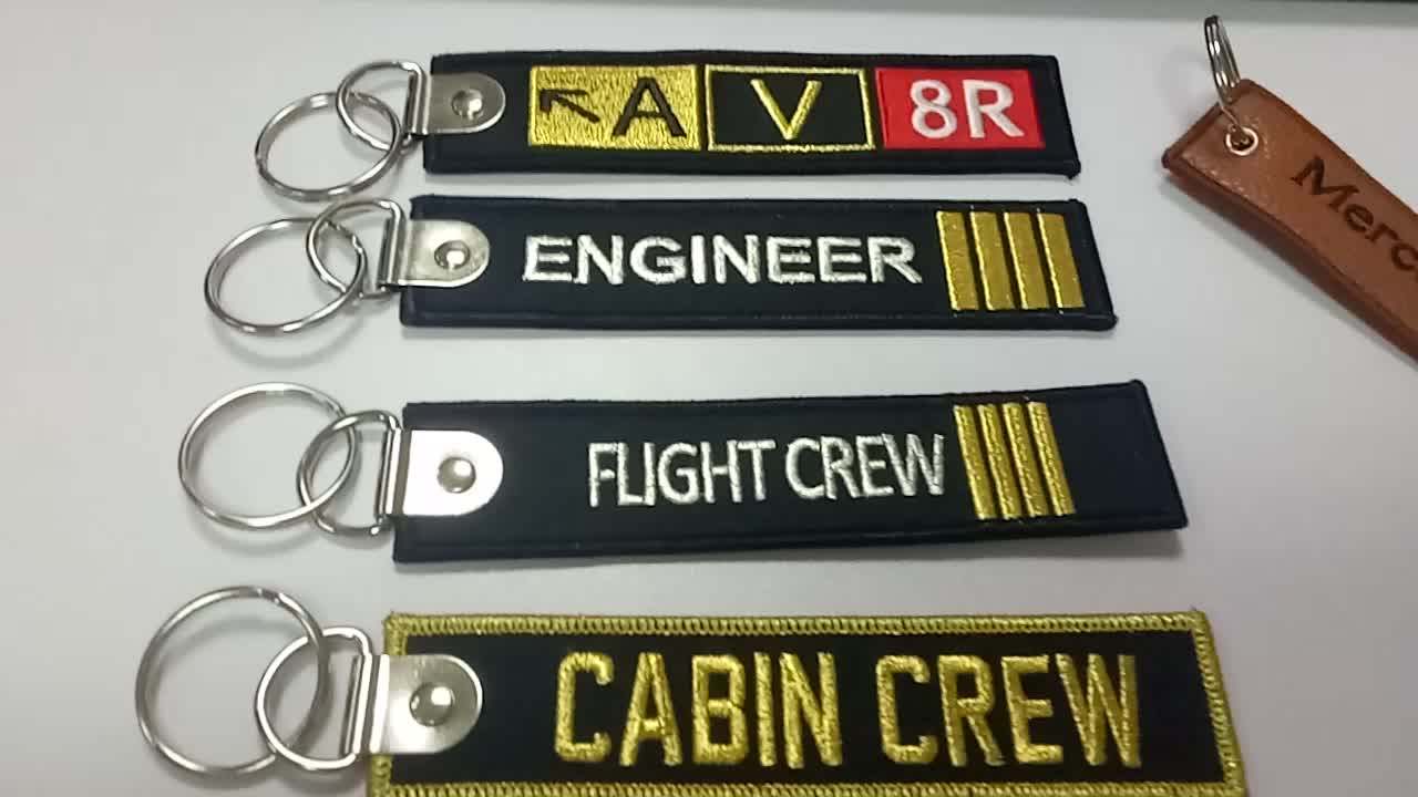 Cheap Custom Jet Fabric Key Tag/ Embroidery Keychain/embroidered ...