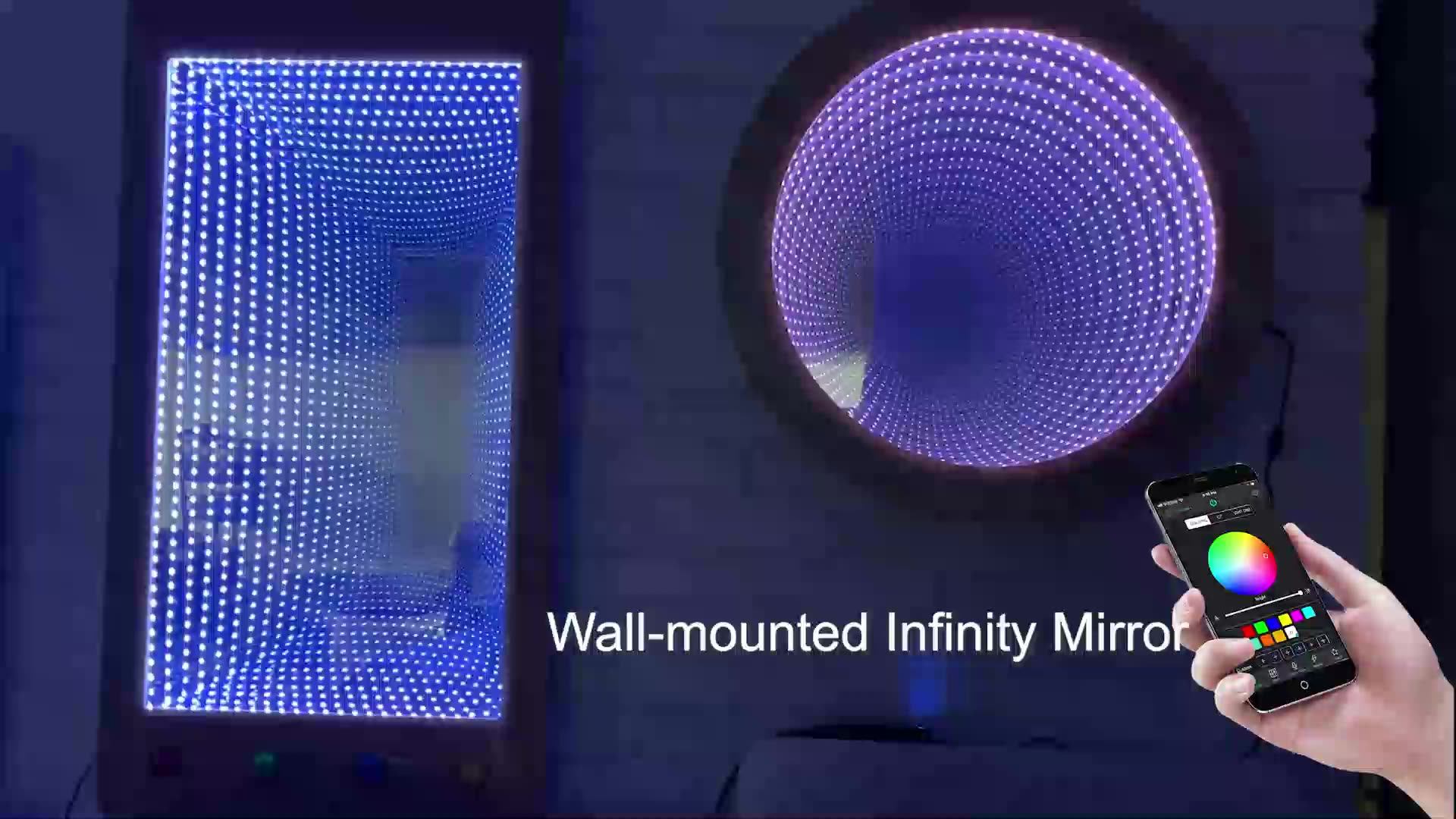 Wall Mount 3d Infinity Mirror With App Control Big Button Remote For ...