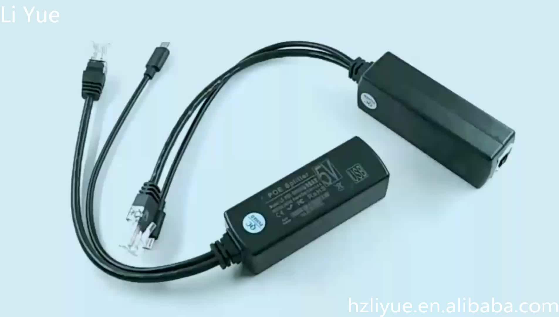 10/100mbps Power Over Ethernet 48v To 5v 2.4a 12w Micro Usb Plug Active ...