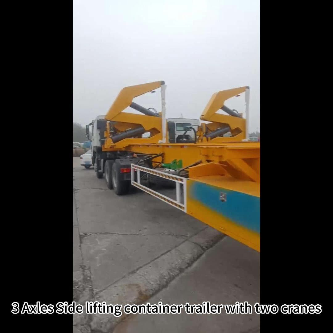 3 Axle 20ft 40ft Hydraulic Skeleton Crane Trailer Side Lifter Self ...