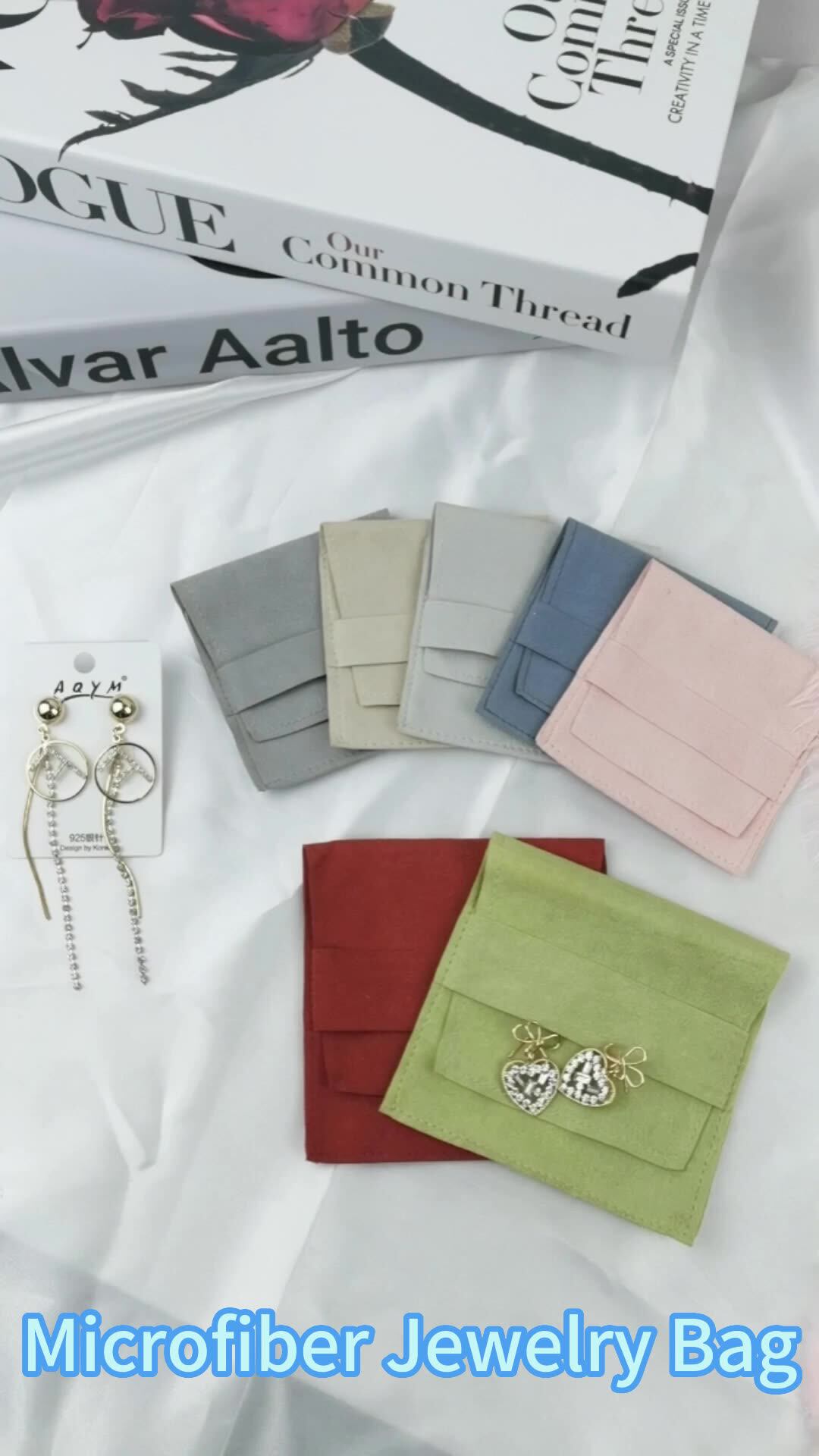 Custom Logo Suede Jewelry Earring Pouch Mini Colored Microfiber Jewelry ...