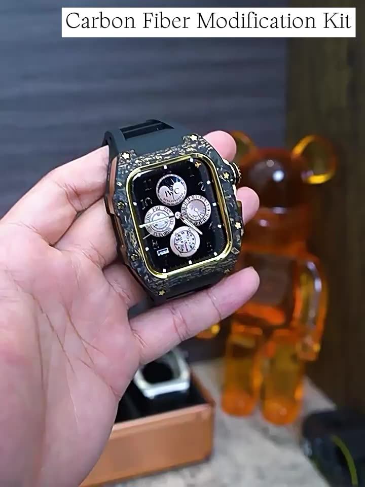 Luxury Carbon Fiber Modification Kit For Apple Iwatch Series Fkm Straps ...