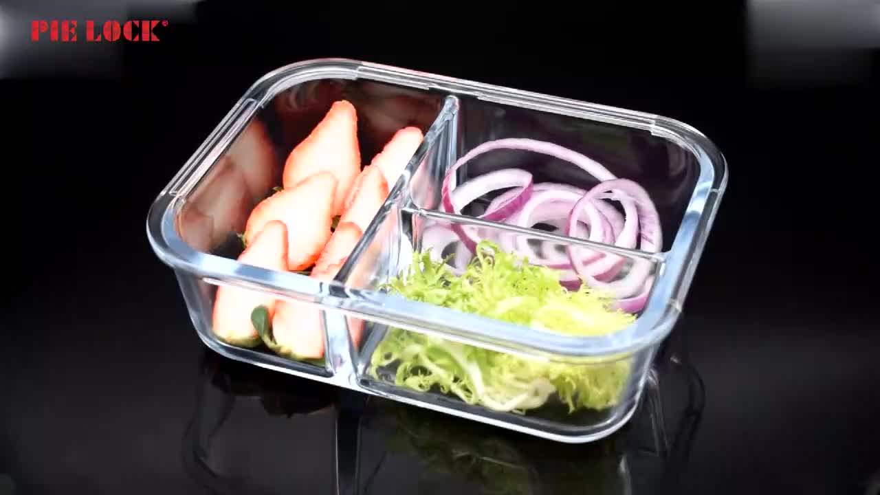 Exclusive Selling Well 3 Compartment Glass Lunch Box With Seal Lid ...