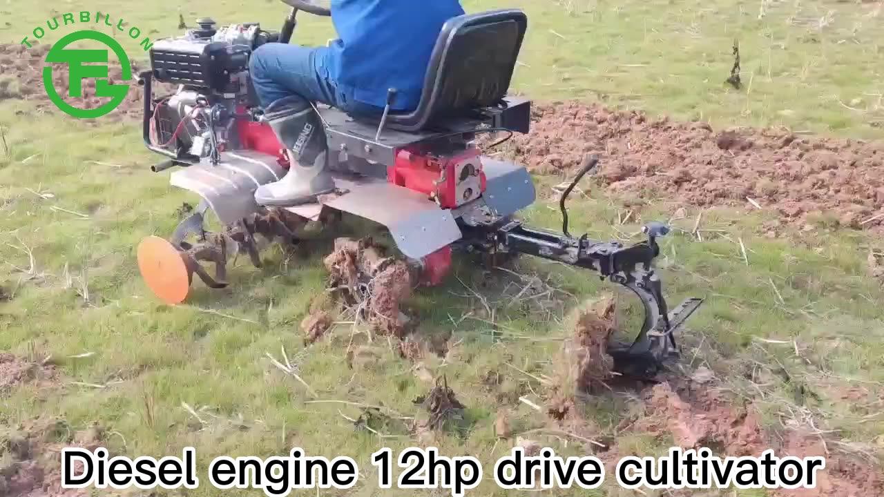 Cultivators Tiller Rotary Diesel Engine Cultivator Power Tiller Mini Tractor Wheel Plow Mini ...