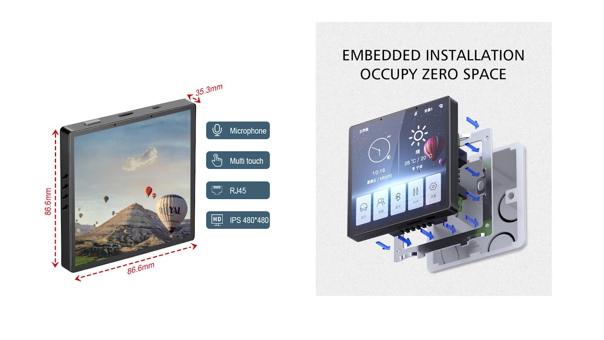 Type 86 Wall Switch Socket Intelligent Zigbee 4 Inch Smart Home Control ...