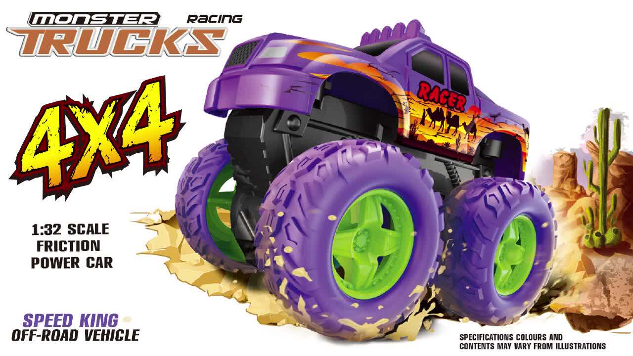 4x4 Shock Absorption Big Wheel Friction Mini Car Toys Pull Back For Boy ...