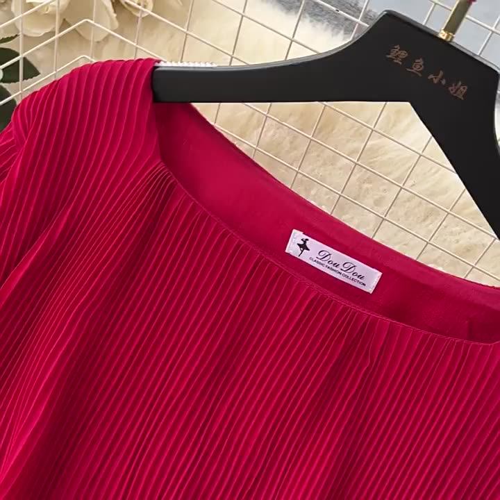 Ly68 New 2024 Retro Korean Stylish Solid Color Pleated Shirt Blouse And ...