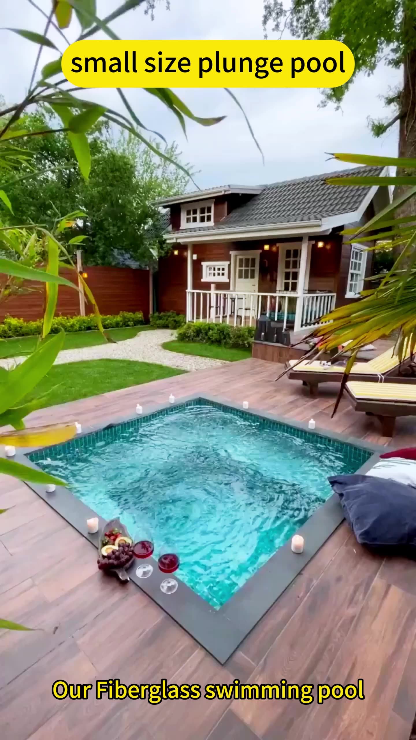 Luxury Small Size Square Fiberglass 15ft Plounge Pool Outdoor Mosaic ...