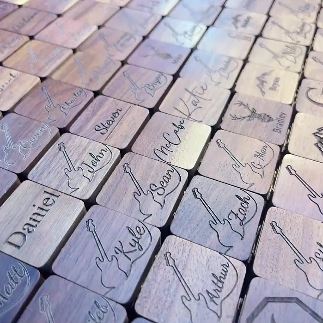 Custom Logo Wood Storage Box Guitar Plectrum Organizer Case Music ...