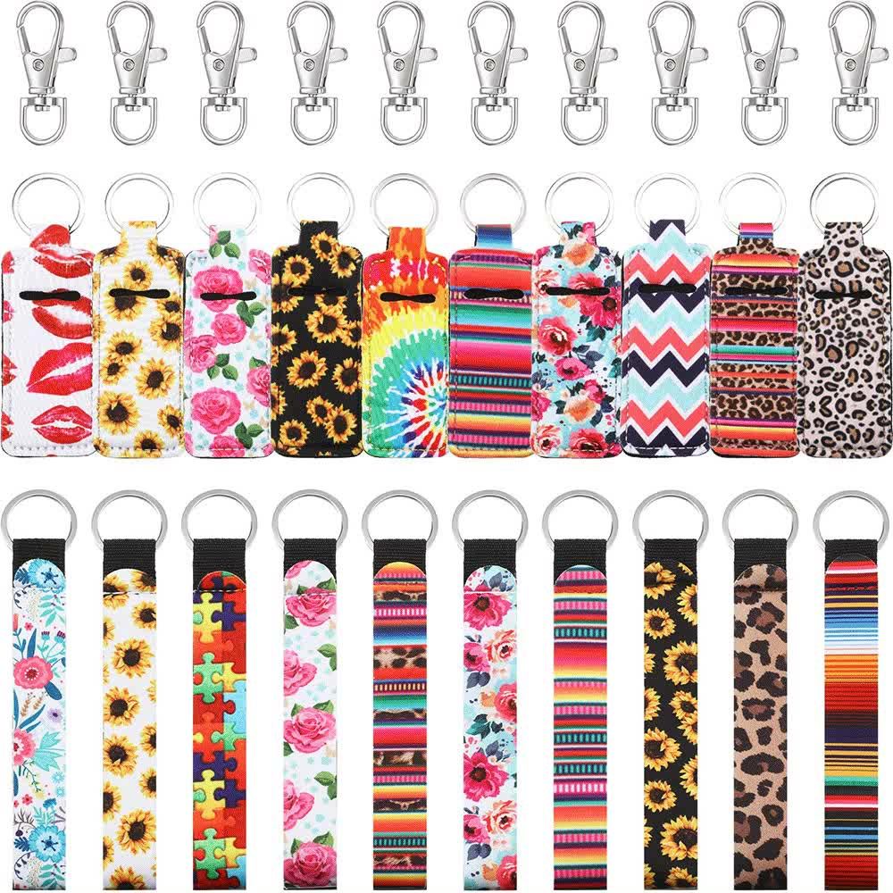 Custom Logo Chapstick Holder Keychains And Wristlet Key Chain Lanyards ...