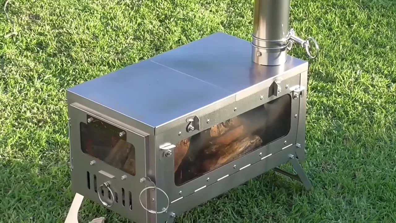 Usa Warehouse Tsg Portable Titanium Tent Stove With Large Side Glass ...