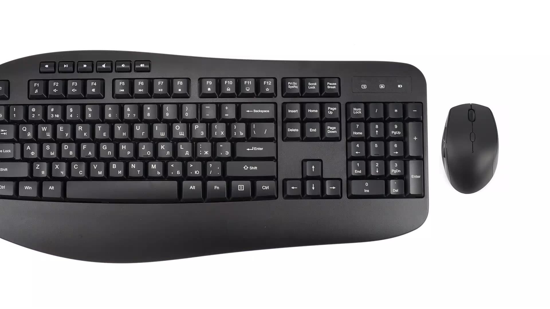 Mk345 Compact Ergonomic Russian Wireless Keyboard Mouse Combo 2.4g ...