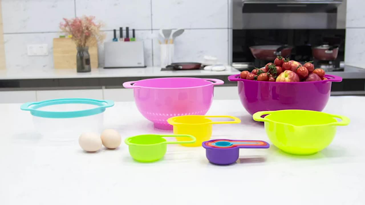 Wholesale Nested Colorful Plastic Mixing Bowls Measuring Spoon And Cup ...