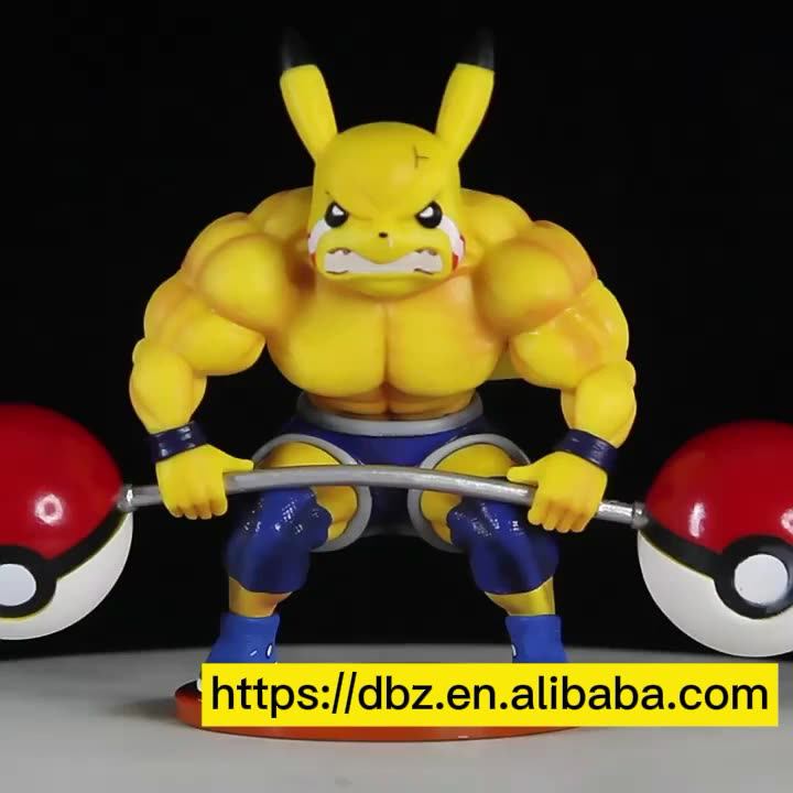 20cm Anime Pokemoned Figure Muscle Fitness Lifting Barbell Action ...