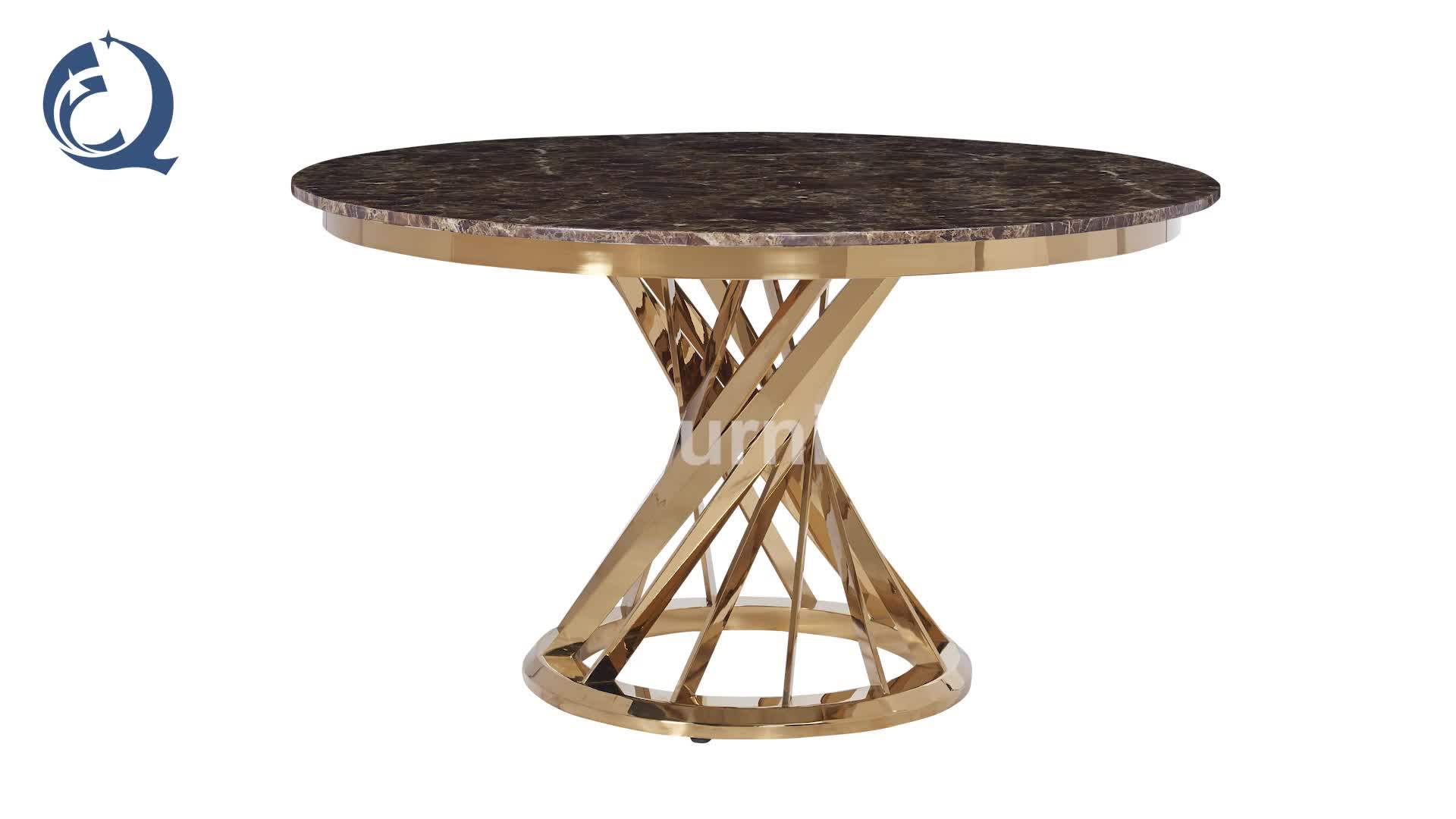 Golden Stainless Steel Round Marble Table For Banquet - Buy Marble ...
