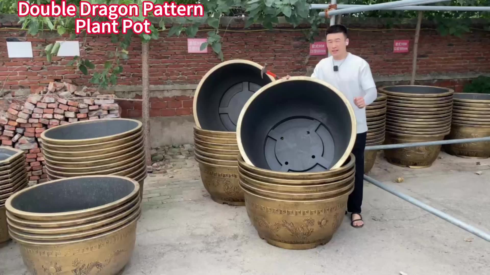 High Quality Big Size Vintage Style Double Dragon Pattern Plant Pot ...