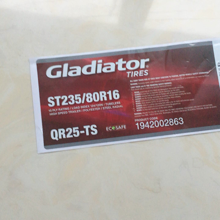 Custom Printing Waterproof Adhesive Pp Rubber Tyre Label Tire Sticker ...