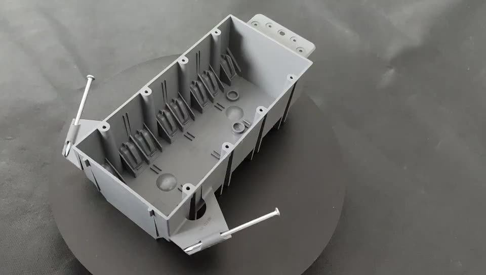 4-gang Pvc Rectangle America New Work Plastic Box 60 Cu.in Gray ...