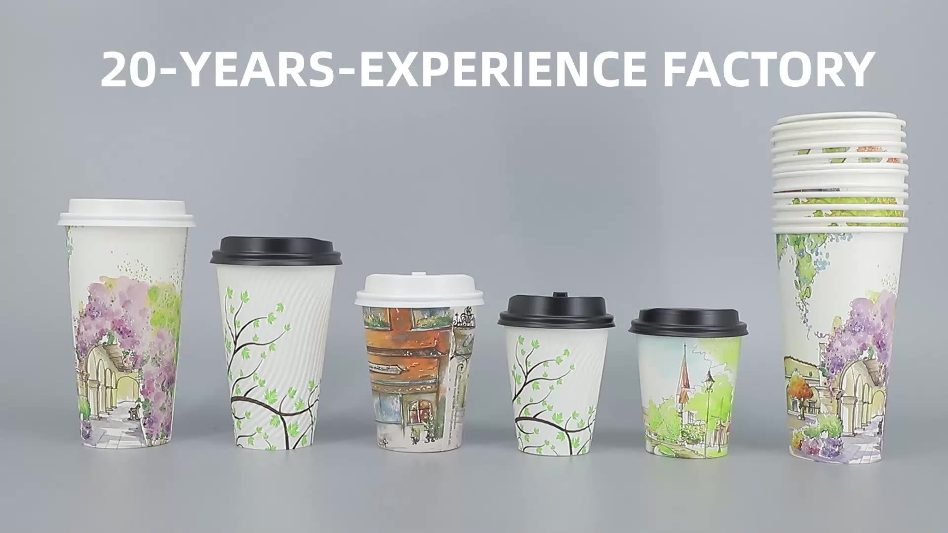 Customized Print Logo Compostable Coffee Cups 8oz 12oz 14oz 16oz 22oz ...