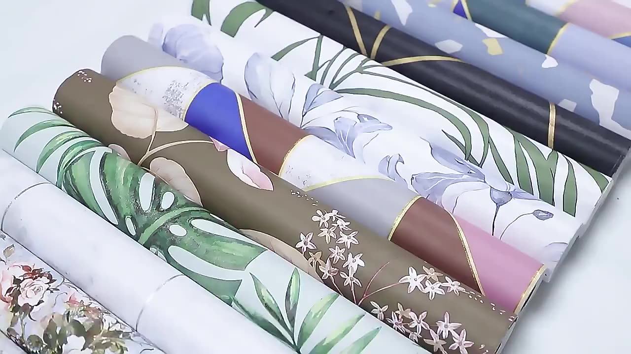 Udk Pcv Green Leaves Pattern Wall Stick Paper Self-adhesive Wallpaper ...