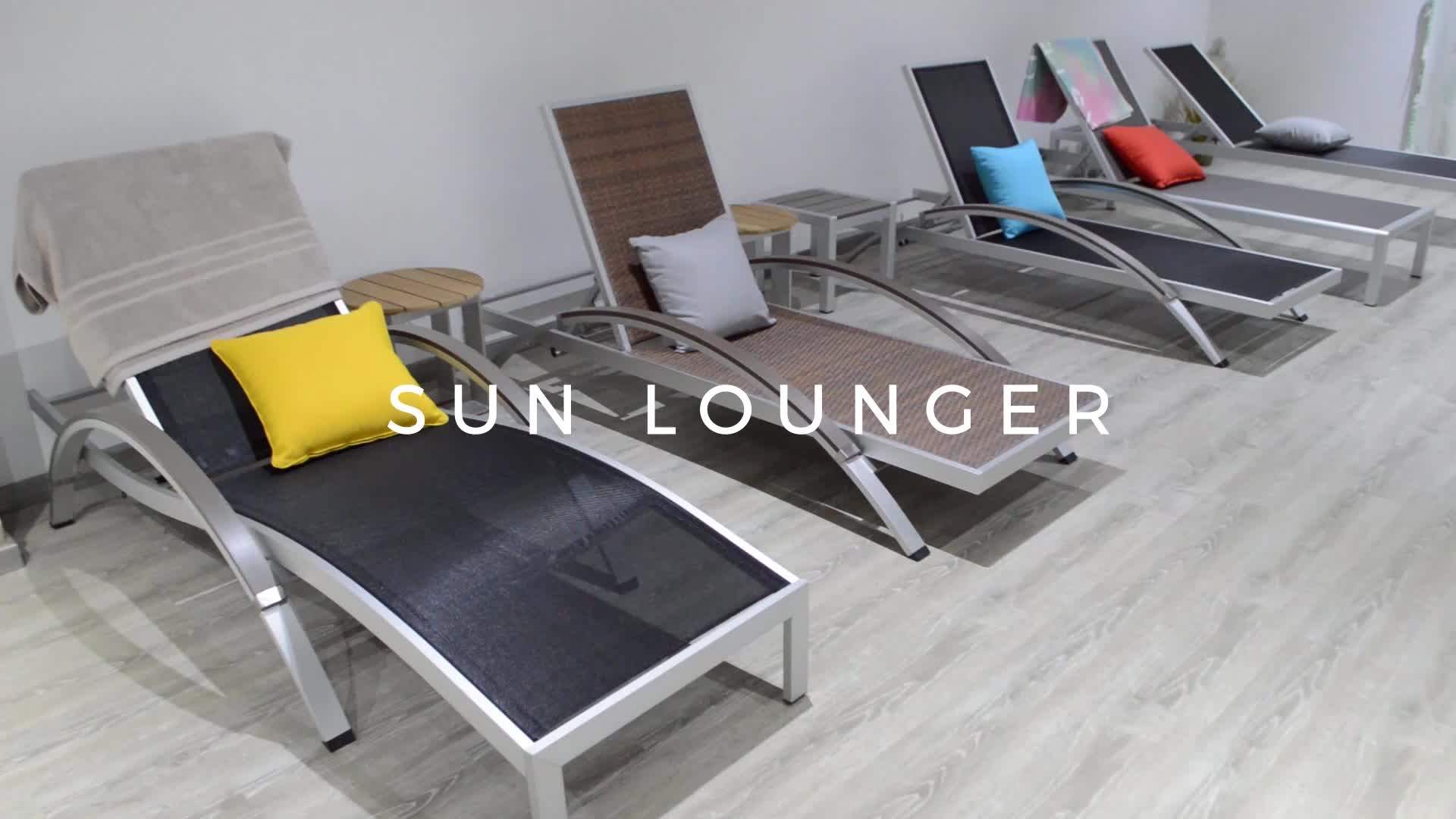 Outdoor Chaise Lounger Furniture Pool Side Rattan Metal Arm Sun Lounge ...