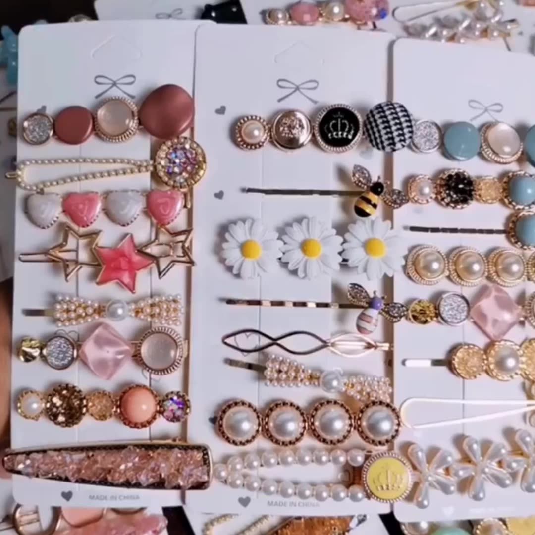 Designer Fashion Bling Pearl Hair Clip Sets For Women And Kids Korean ...