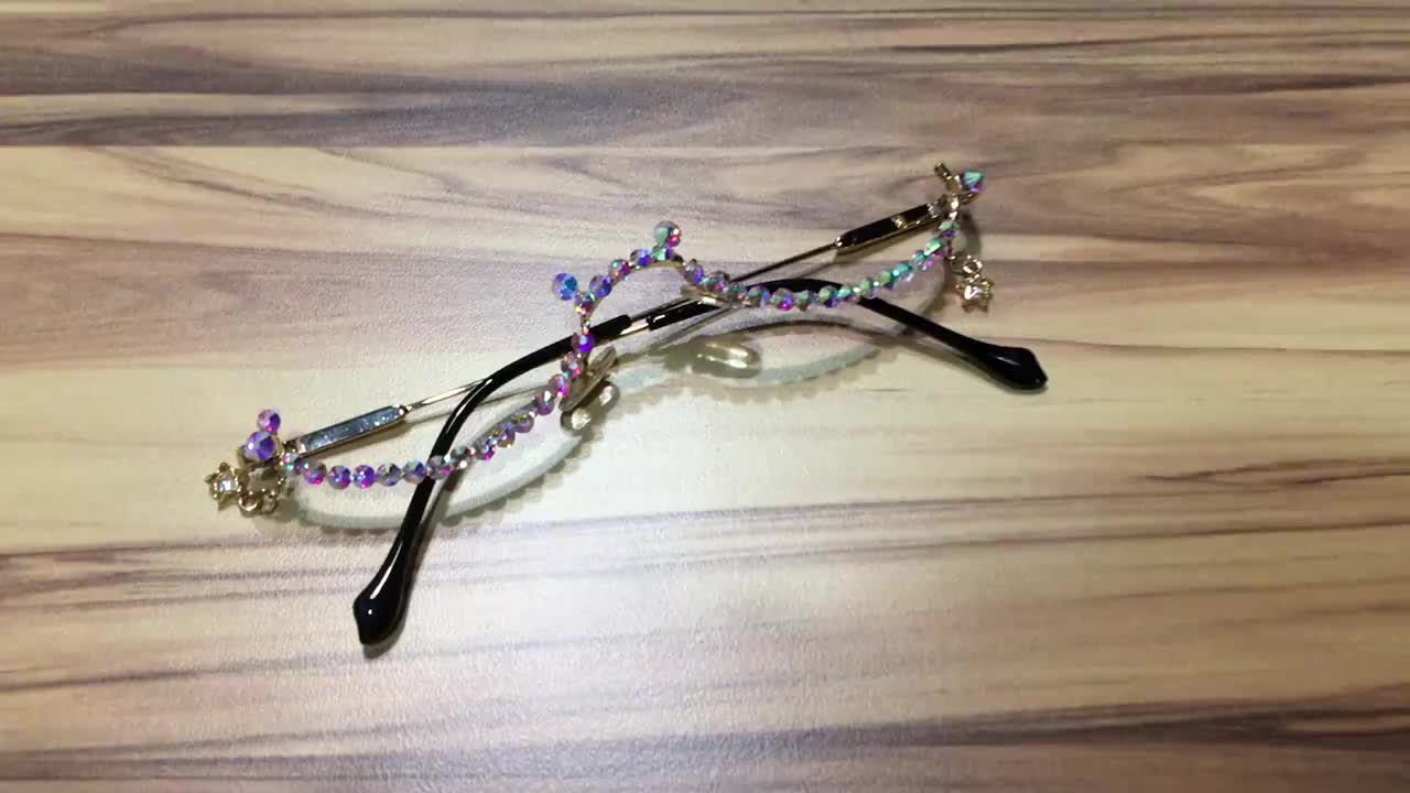 13design Fashion Eyeglasses Alloy Frame Women Water Drop Lensless Chain Pendant Half Frame