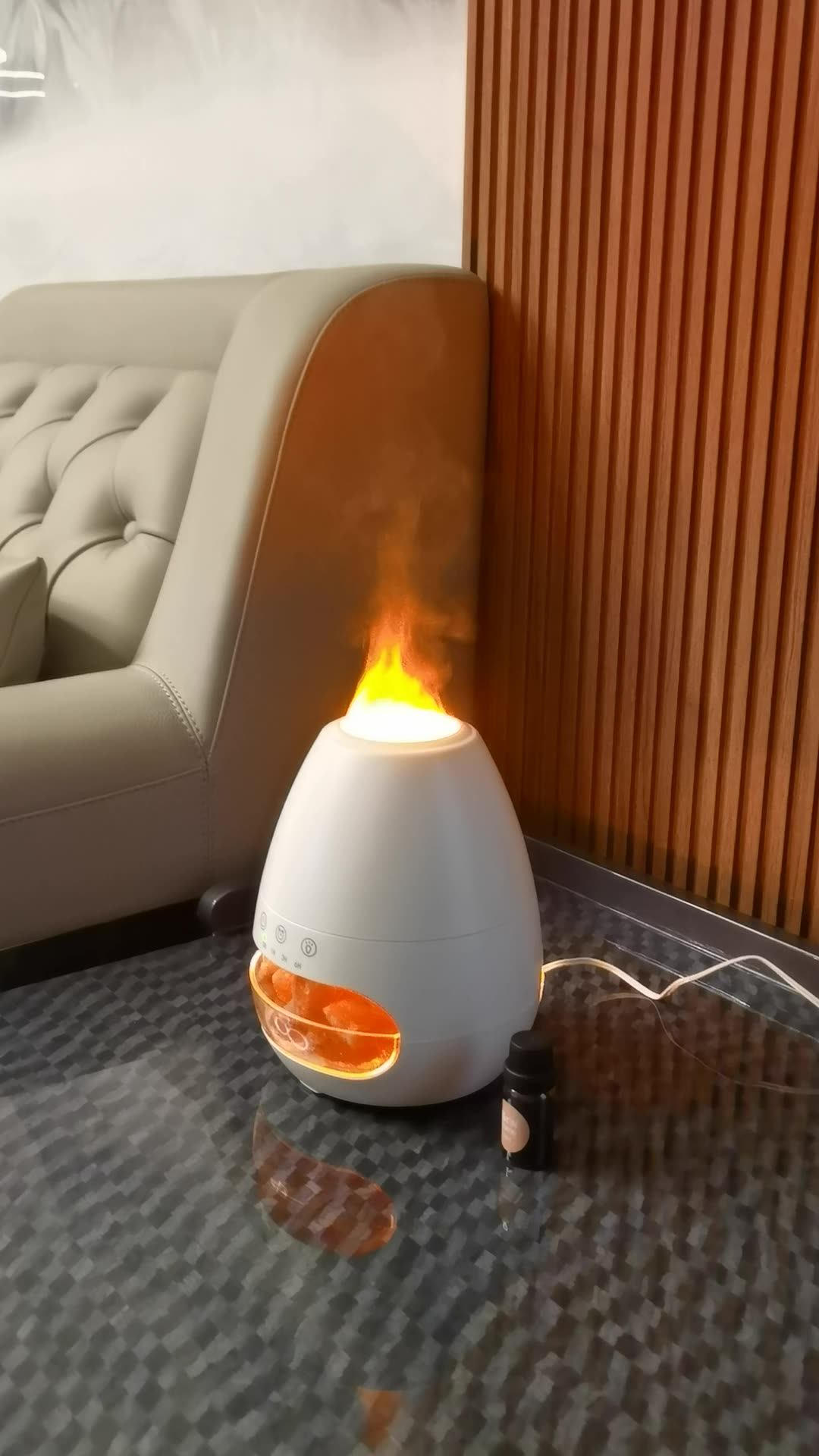 Factory Direct Sale 200ml Salt Stone Fire Flame Humidifier Aroma ...