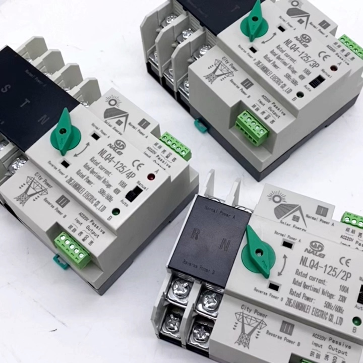 Din Rail Pv Ats 2p 3p 4 Pole Ac 220v 63a 125a Uninterruptible Dual Power Automatic Transfer ...