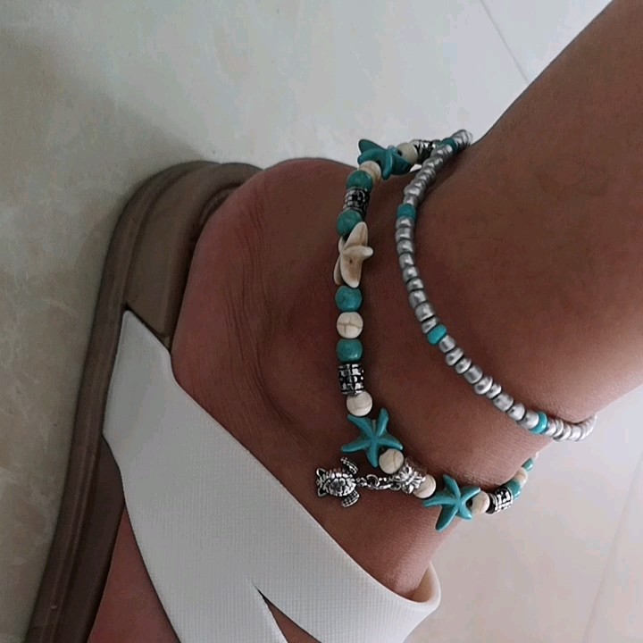 10 Styles Multiple Layered Beach Turquoise Stone Foot Jewelry Starfish ...