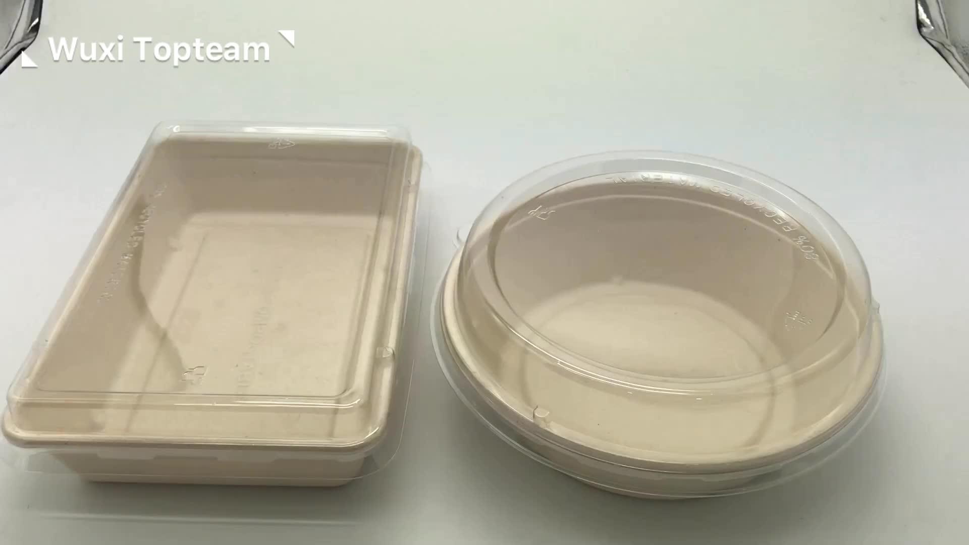 Eco-friendly Biodegradable Bagasse 28oz Rectangular Tray With Clear ...