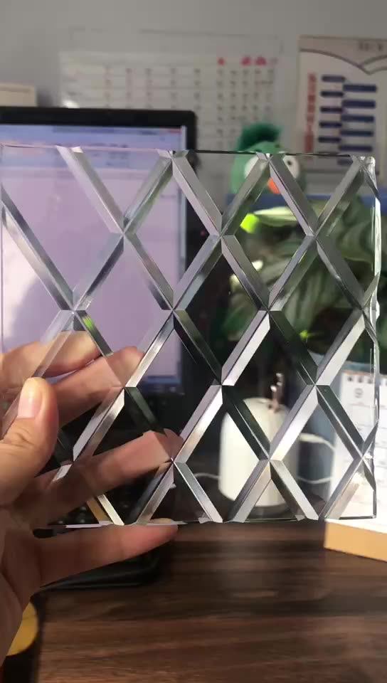 V Groove Diamond Textured Art Design Large Crystal Clear Glass Sheets ...