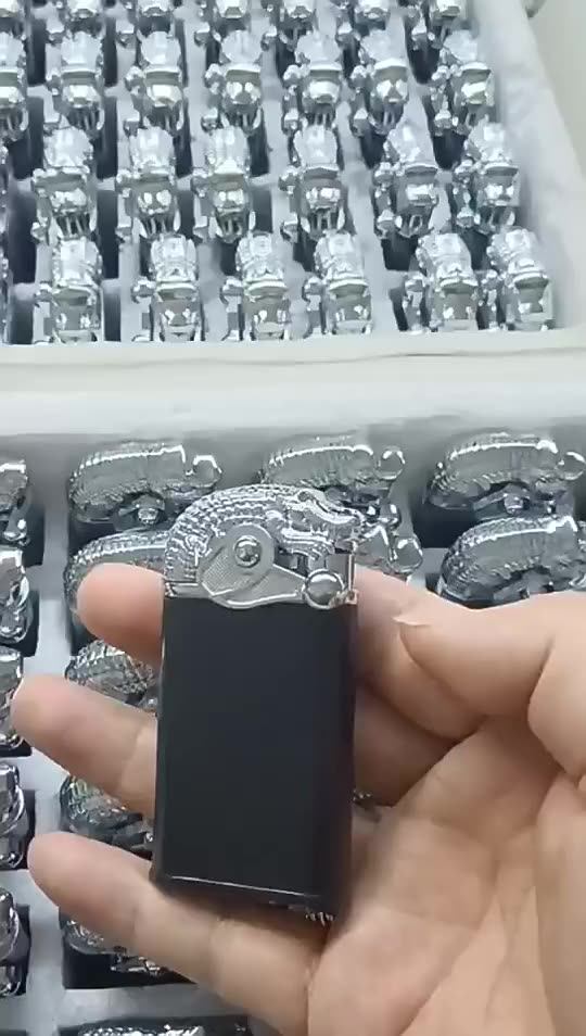 New Frosted Crocodile Croc Butane Metal Direct Injection Double Flame ...