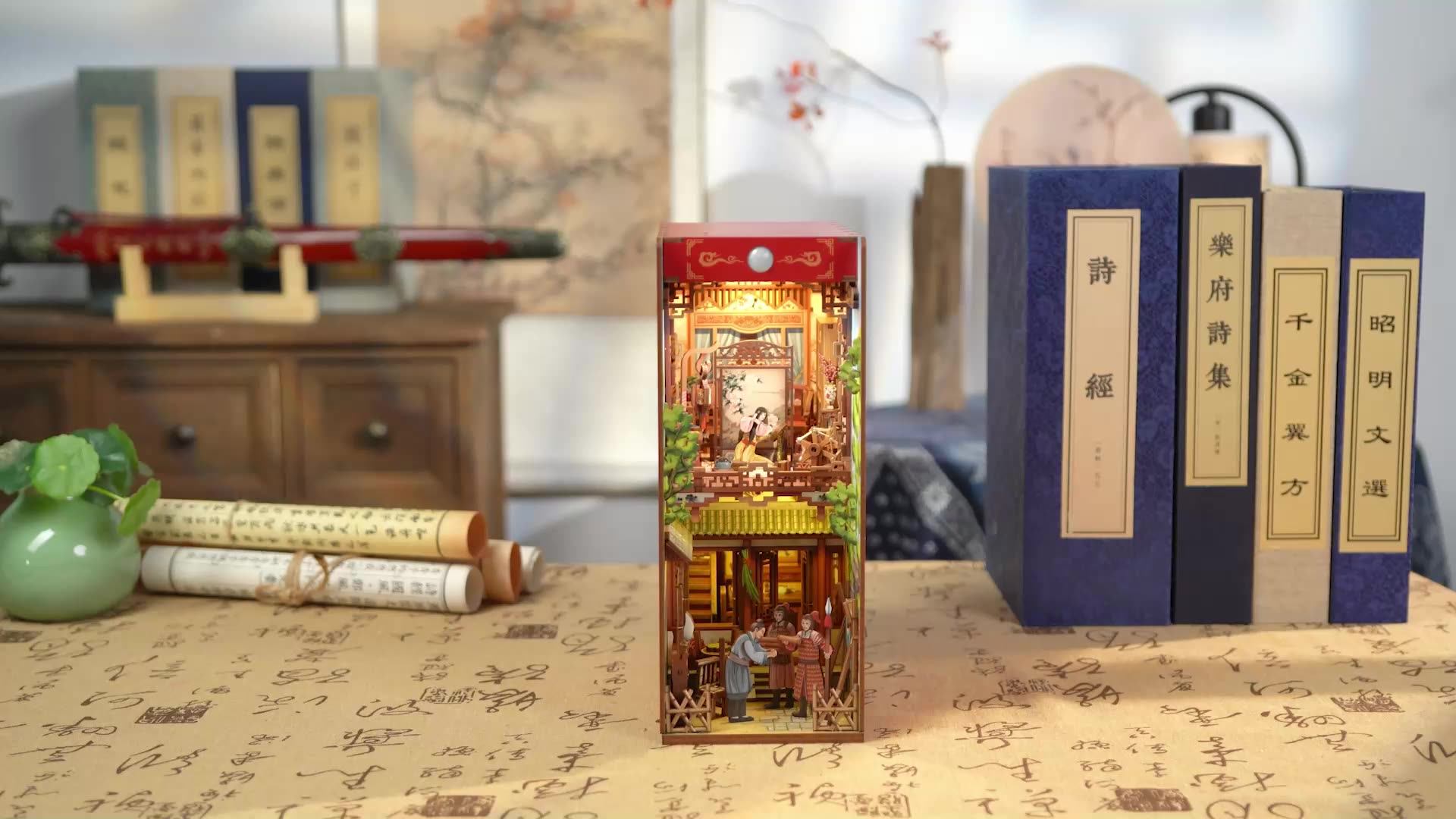Tonecheer Ode Of Mulan Multi-light Chinese Style Book Nook Miniature ...