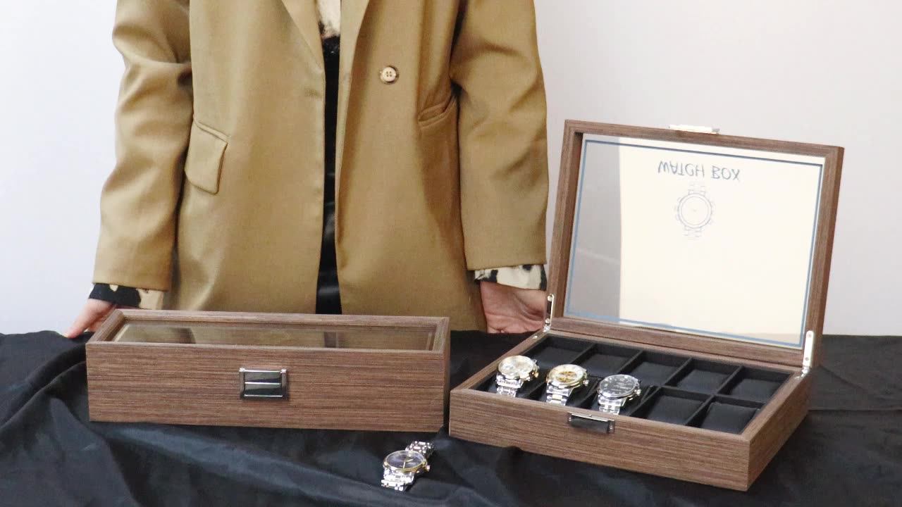 Custom Luxury Wooden Watch Box Packaging Wrist Watch Storage Box Black ...