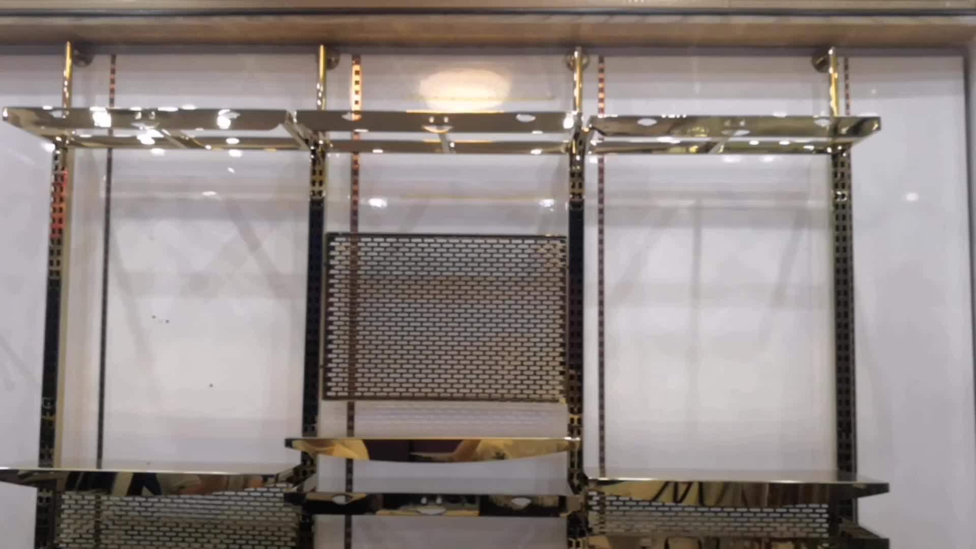 Retail Boutique Gold Wall Mounted T Shirt Clothes Clothing Store Stand ...