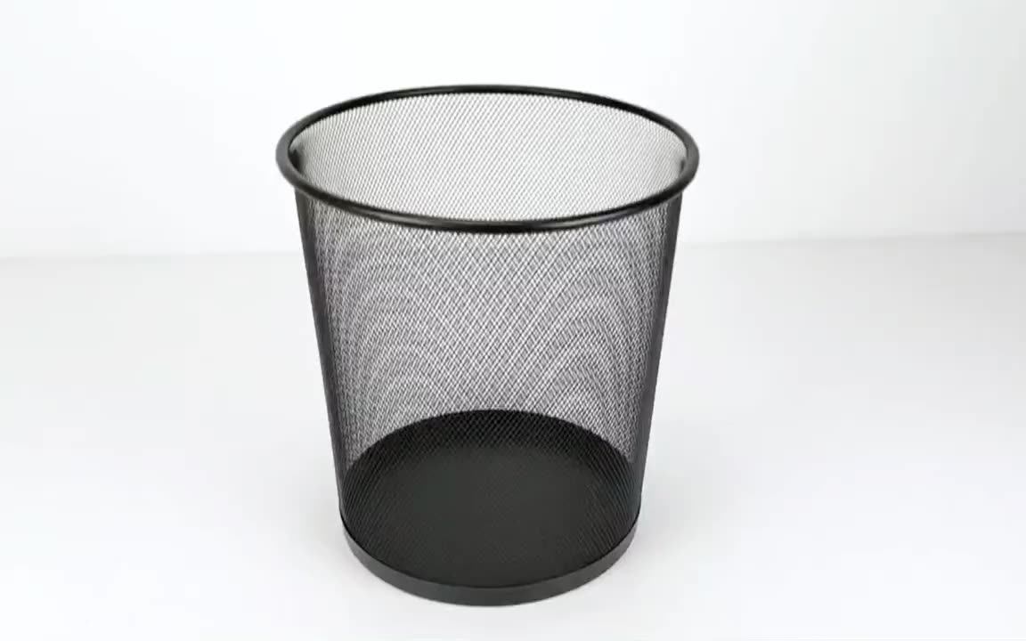 Bx Round Metal Paper Wire Mesh Trash Can,Paper Basket,Lightweight And ...
